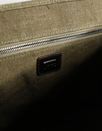 Dolce & Gabbana Mens Two-Tone Canvas & Leather Shoulder Bag Gray