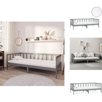 vidaXL Tagesbett mit Matratze 90x200 cm Grau Kiefer Massivholz - Tagesbett - Holz Tagebett - G&auml;stebett - Schlafsofa - Doppelbett