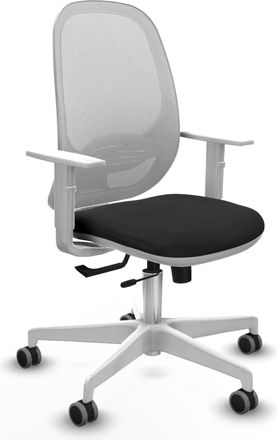 Piqueras y Crespo B&uuml;rostuhl, schwarz, zylindrisch, mit wei&szlig;en Armlehnen, h&ouml;henverstellbare Lendenwirbelst&uuml;tze, ausgestattet mit Syncro/Traslack und Schneideschaum, Wei&szlig;