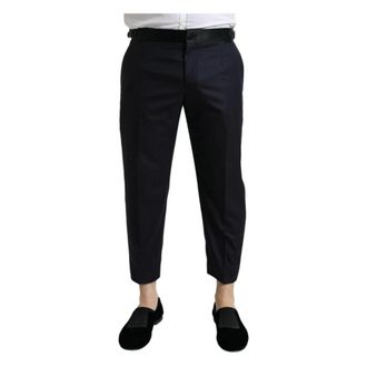 Dolce & Gabbana Elegante Cropped Dress Pants aus Woll-Seiden-Mischung - - Trousers - Herren - Blau - 2XL