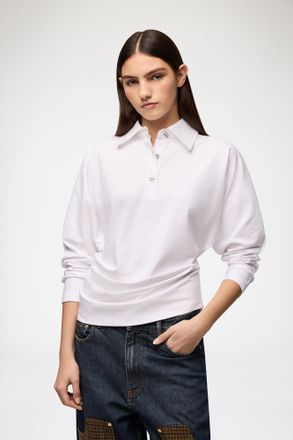 Ganni Polo en jersey blanc Coton biologique - Taille XL - Pour Femme