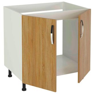 PEGANE Meuble bas de cuisine pour evier 2 portes coloris ch&ecirc;ne cortez - Hauteur 85 x Longueur 80 x profondeur 58 cm Pegane