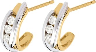 Edenly Ohrringe Trilogie Bipolar in Weiß- und Gelbgold - 0.3 Karat - 6 Diamanten
