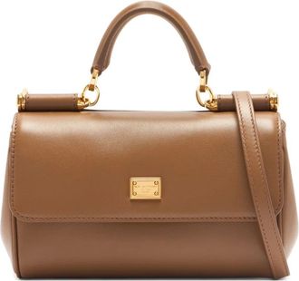 Dolce & Gabbana Femme, Sacs, Brun, Taille: ONE Size Borsa tote placca logo