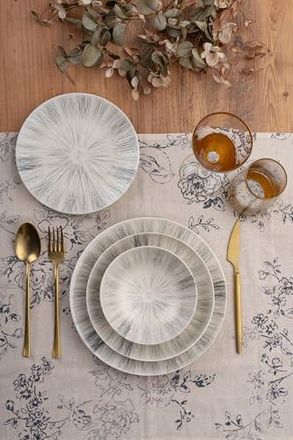 Hermia Elegant 24-Piece Dinner Set, 100% Porcelain | Includes Service Plates, Bowls & Dessert Plates | Dishwasher & Microwave Safe | Perfect for Any Occasion