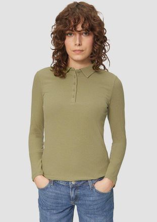 QS by s.Oliver Langarmshirt T-Shirt Schmal geschnittenes Rippshirt mit Polokragen