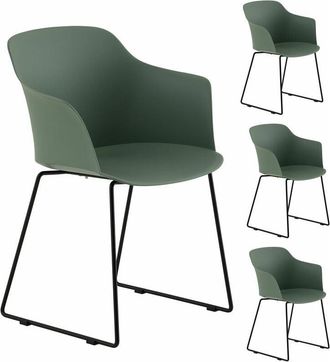IDIMEX Lot de 4 chaises de jardin foro en plastique vert