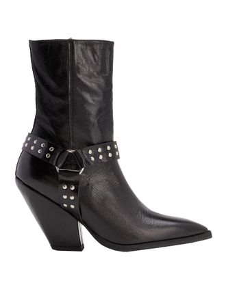 8 by YOOX LEATHER WESTERN ANKLE BOOTS HARNESS DETAIL