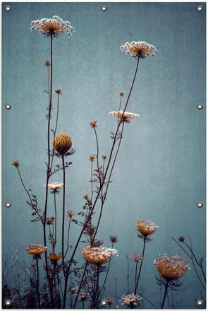 Wallario Outdoor-Poster f&uuml;r Garten oder Balkon Filigrane Wildblumen, Motivbanner Gr&ouml;&szlig;e: ca. 100 x 150 cm, Outdoor-Bild