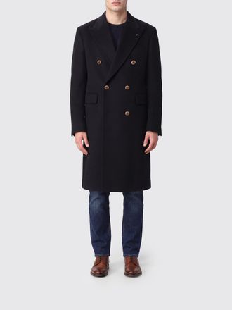 Tagliatore Manteau long crois&eacute; en laine et cachemire avec boutons m&eacute;talliques