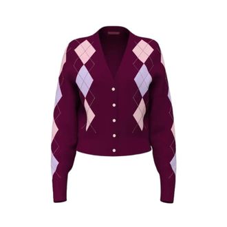 Guess Cardigan Fantasia Rombi - - Knitwear - Damen - Lila - L
