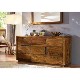 Massivmoebel24 Sideboard Sheesham 150x45x75 walnuss lackiert DUKE 126