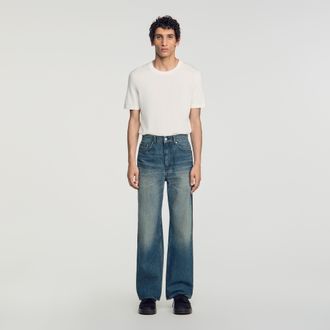 Sandro Jean baggy d&eacute;lav&eacute; en coton