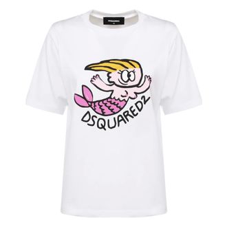 Dsquared2 Femme, Tops, Blanc, Taille: 38 FR Mermaid Easy T-shirt