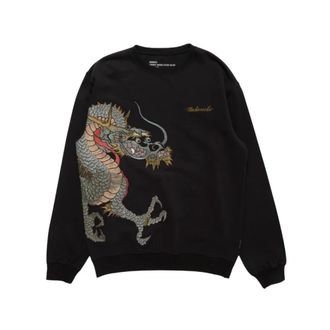 maharishi Schwarzer Drache & Tiger Bestickter Pullover - - Sweatshirts & Hoodies - Herren - Schwarzk - XS