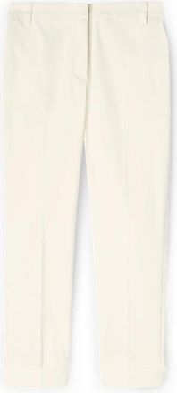 Motivi Femme, Pantalons, Blanc, Taille: 44 FR Pantalon Cropped en M&eacute;lange de Coton