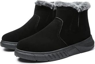 Generic Bottes dhiver pour homme - En daim - Doublure polaire - Noir et gris - Semelle en caoutchouc souple - Tailles 39 &agrave; 44 - Bottes de neige chaudes et d&eacute;c