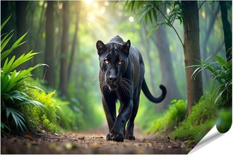 Islandburner Prime Bild Poster Schwarzer Panther Schleicht durch Wald Premium Bilder Fotodruck