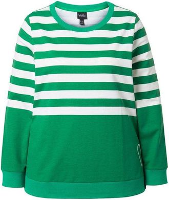 Ulla Popken Sweatshirt Sweatshirt Ringel Herzstickerei Rundhals Langarm