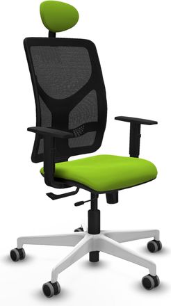 Piqueras y Crespo Stuhl aus PC mit 1D-Armlehnen, h&ouml;henverstellbarer Lendenwirbelst&uuml;tze und festem Kopfteil, ausgestattet mit Syncro/Traslack und Schneideschaum, Schwarz