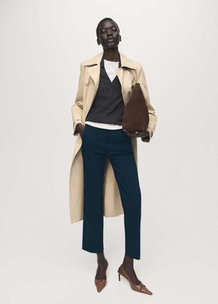 Mango Pantalon droit 7/8 bleu marine - Femme - 34 - MANGO