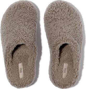 FitFlop Damen SHUV Curly-Shearling Clogs, Taupe, 39 EU, Taupe, 39 EU