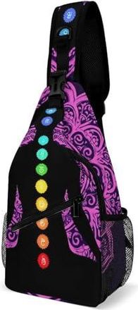 Generic Sacoche Port&eacute; &eacute;paule M&eacute;ditation Yoga des Sept Chakras, Mandala Lotus Violet Mignon Mode Sac Bandouli&egrave;re Polyester Crossbody Bag pour Homme Femme Rando