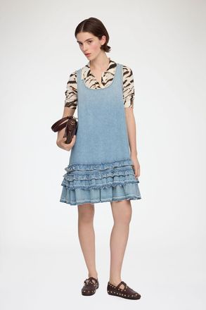 Ganni Robe en denim l&eacute;ger Bleu Coton biologique - Taille 36 - Pour Femme