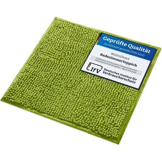 WohnDirect Badematte 45x45 cm Gr&uuml;n - Kleiner Badvorleger f&uuml;r G&auml;ste-WC & Dusche - Weicher Hochflor Badezimmerteppich Quadratisch, Saugstark & Waschbar (Versand au