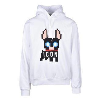 Dsquared2 Homme, Sweatshirts et sweats &agrave; capuche, Blanc, Taille: L Felpa cappuccio