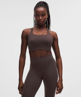 lululemon Fitness-BH aus Ultralu mit quadratischem Ausschnitt Mittlerer Halt D/DD-Cups f&uuml;r Frauen - Gr&ouml;&szlig;e 10 in Sequoia