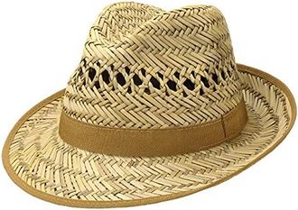 LIPODO Chapeau en Paille Carovigno Vented Femme/Homme - Made in Italy de Soleil Plage avec Ruban Gros Grain, Passepoil Ete Printemps-ete - XL (60-61 cm) Natu