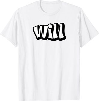 BDAZ Will Graffiti Personalisierter Name Schwarz Wei&szlig; Schriftzug T-Shirt