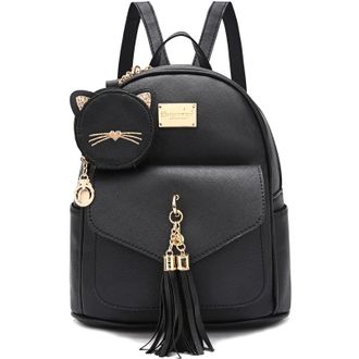 I Ihayner M&auml;dchen Mode Rucksack Mini Umh&auml;ngetasche Damen Kleine Leder Rucksack Tasche f&uuml;r Teenager M&auml;dchen mit M&uuml;nzbeutel Schwarz