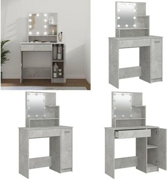 vidaXL Schminktisch mit led Betongrau 86,5x35x136 cm - Schminktisch - Schminktische - Home & Living - Grau