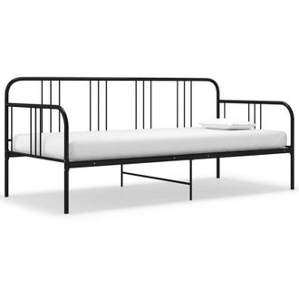 vidaXL Cadre de canap&eacute;-lit Noir M&eacute;tal 90x200 cm