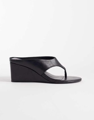 Tony Bianco Swift - Sandales compens&eacute;es &agrave; talon en cuir - Noir