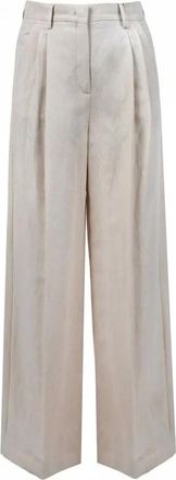 Max Mara Pantalone Veliero &agrave; jambe large - Femme - Pantalons - Beige - Taille: 40 FR
