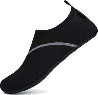 Saguaro Badeschuhe Wasserschuhe Schwimmschuhe Strandschuhe Aquaschuhe Hausschuhe Pantoffeln Surfschuhe Neoprenschuhe für Damen Herren 030 Schwarz Gr.44/45