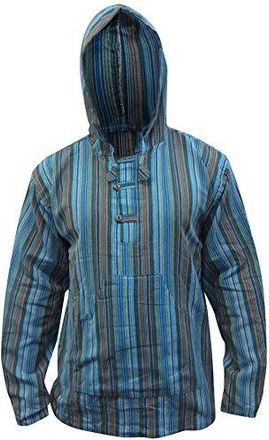 Shopoholic Fashion Multicolore Dharke Rayure Grand-P&egrave;re Capuche Chemise, L&eacute;ger - M&eacute;lange de Turquoise, 4XL