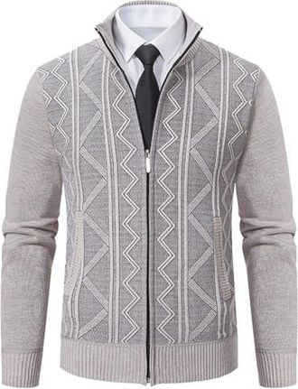 Generic Pull en coton tricoté à manches longues pour homme - Cardigan dhiver décontracté pour temps froid, beige, 3XL