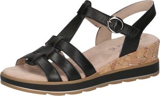 Caprice Damen Sandalen mit Keilabsatz aus Leder mit Klettverschluss, Schwarz (Black Nappa), 42 EU