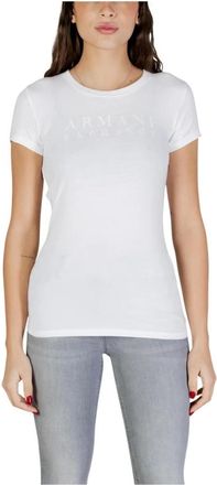 A|X Armani Exchange Femme, Tops, Blanc, Taille: 44 FR T-Shirt Imprim&eacute; Manches Courtes Col Rond