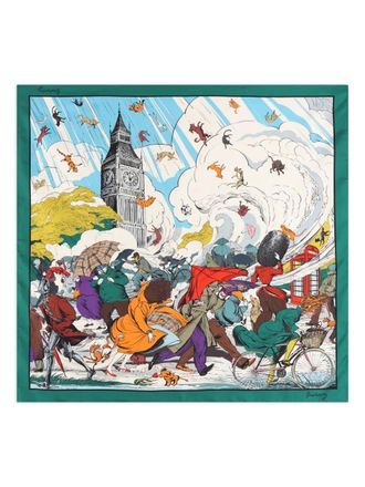 Burberry foulard en soie &agrave; imprim&eacute; graphique - Bleu