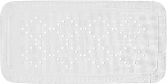 Spirella Badewannenteppich aus PVC-Schaum Modell Alaska - Rutschfester Badeteppich mit Saugnäpfen + Anti-Schimmel-Abflusslöcher - Schneeweiß - 91 x 36 cm