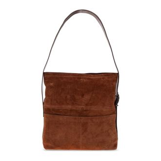 Paul Smith Sac port&eacute; &eacute;paule en daim avec logo - Homme - Sacs - Brun - Taille: ONE Size