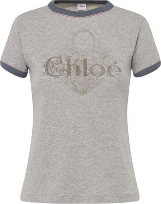 Chloé Femme, Tops, Gris, Taille: 38 FR Baby Fit Logo T-shirt