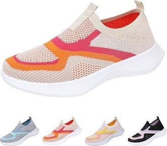 Generic Baskets &agrave; enfiler pour femme avec dessus color&eacute; - Chaussures de marche orthop&eacute;diques en maille respirante pour femme - Confortables et d&eacute;contract&eacute;es -