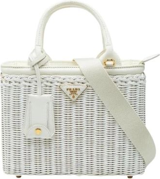 Prada unisex, Pre-owned, Blanc, Taille: ONE Size Sac &agrave; main vintage en toile Pre-owned