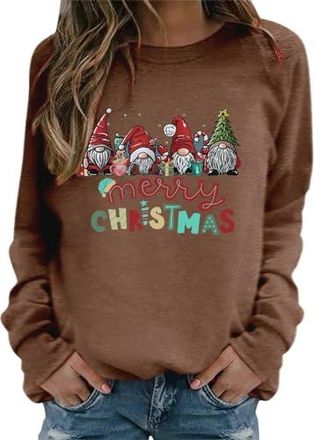 Generic Pull Moche De Noel Femme, Sweat-Shirt à col Rond pour Femmes, imprimé Joyeux noël, col Rond, Pull décontracté à Manches Longues, Chemises dentraînemen